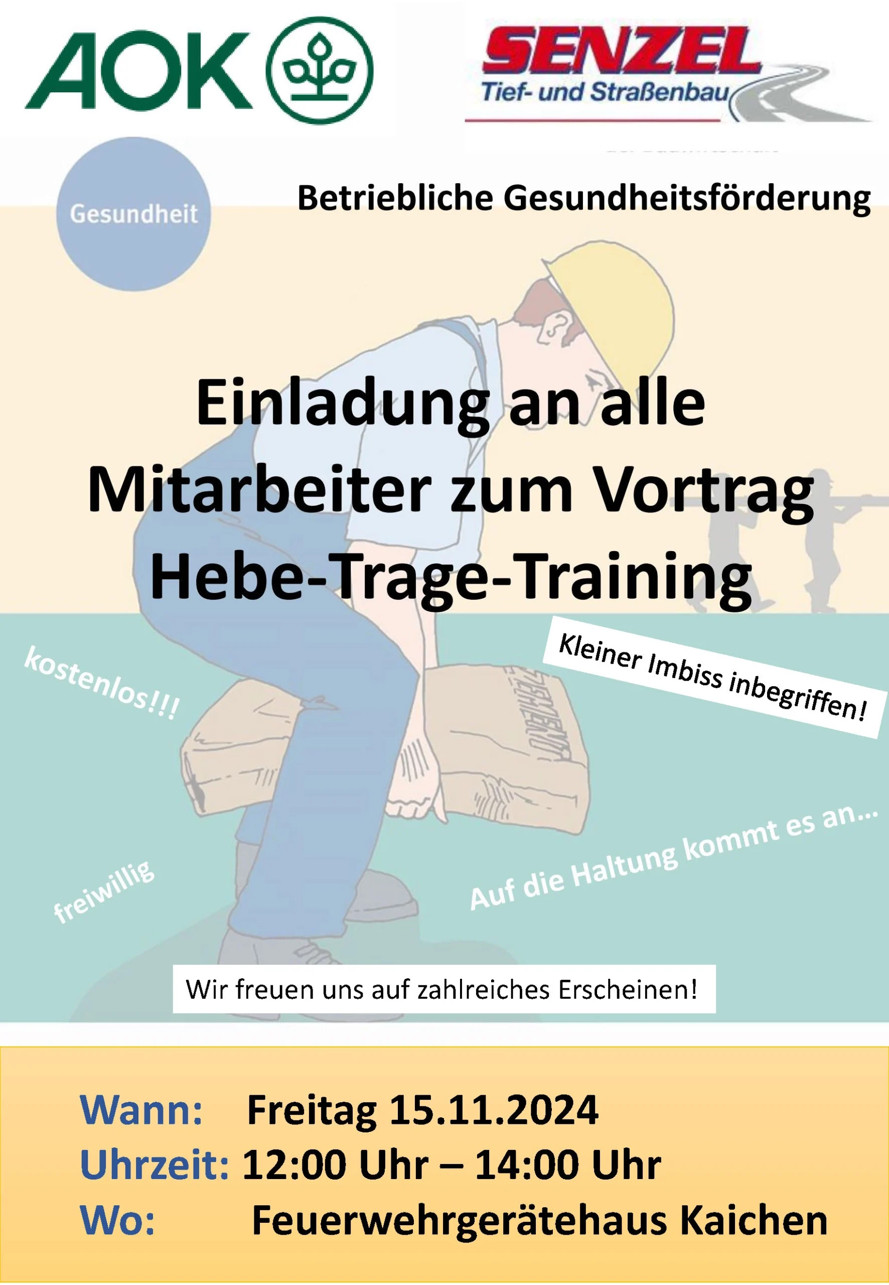 Rückengesundheit im Fokus: AOK-Hebetraining begeistert Team - Senzel ...